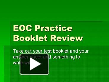 EOC Practice Booklet Review presentation | free to download