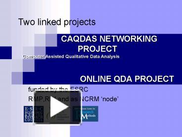 PPT – CAQDAS NETWORKING PROJECT ONLINE QDA PROJECT PowerPoint ...