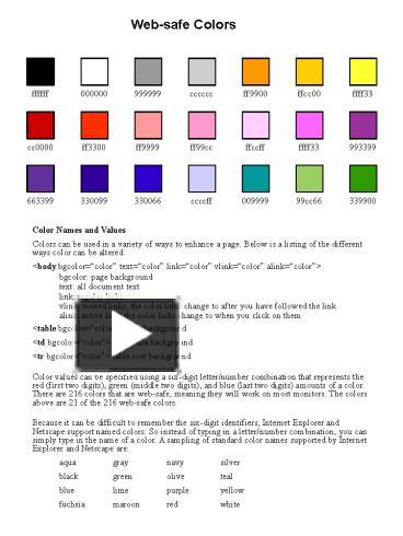 Websafe Colors presentation | free to download