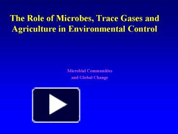 The Role of Microbes, Trace Gases and Agriculture in Environmental ...