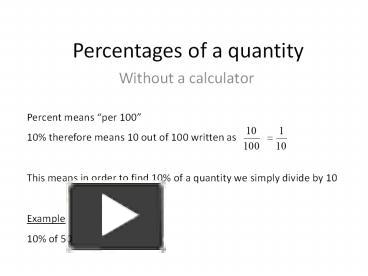 Percentages of a quantity presentation | free to download