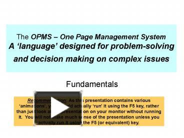 The OPMS One Page Management System A language designed for ...