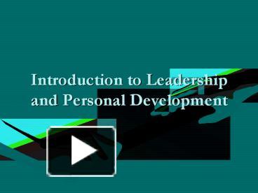 Introduction to Leadership and Personal Development presentation | free ...