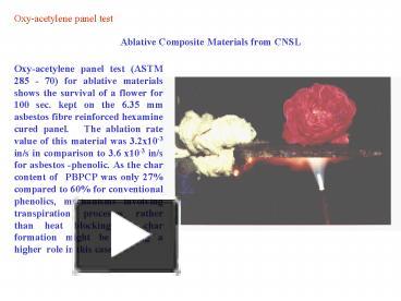 Ablative Composite Materials from CNSL presentation | free to download