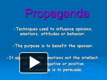 PPT – Propaganda PowerPoint presentation | free to download - id ...