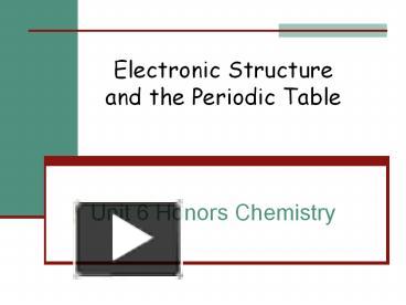 Electronic Structure and the Periodic Table presentation | free to download