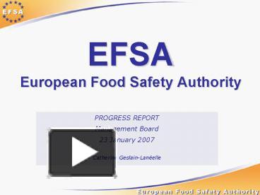 EFSA European Food Safety Authority presentation | free to view