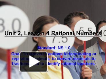 PPT – Unit 2, Lesson 4 Rational Numbers PowerPoint presentation | free ...