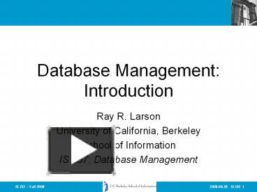 Database Management: Introduction presentation | free to download
