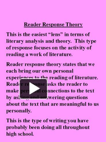 PPT – Reader Response Theory PowerPoint presentation | free to download ...