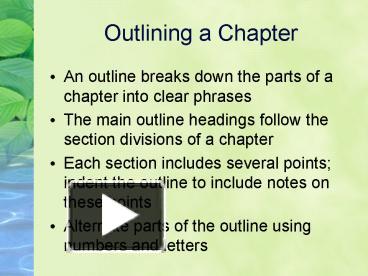 Outlining a Chapter presentation | free to view