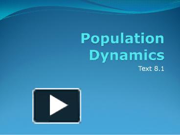 PPT – Population Dynamics PowerPoint presentation | free to view - id ...
