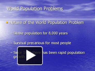 World Population Problems presentation | free to view