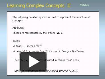 PPT – Learning Complex Concepts II PowerPoint presentation | free to ...
