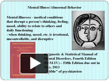 PPT – Mental Illness/Abnormal Behavior PowerPoint presentation | free ...