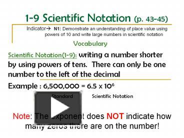 PPT – 1-9 Scientific Notation (p. 43-45) PowerPoint presentation | free ...