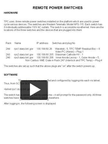 PPT – REMOTE POWER SWITCHES PowerPoint presentation | free to download ...