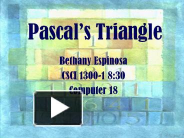 Pascal presentation | free to view