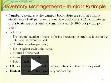 PPT – Inventory Management PowerPoint presentation | free to download ...