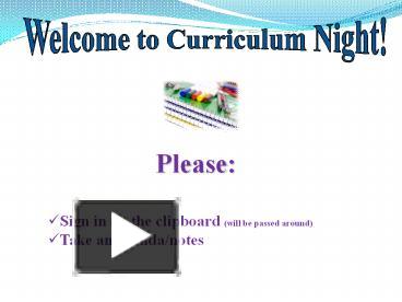 Welcome to Curriculum Night! presentation | free to download