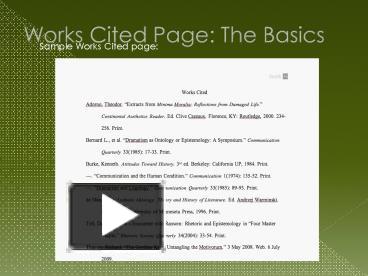 PPT – Works Cited Page: The Basics PowerPoint presentation | free to ...