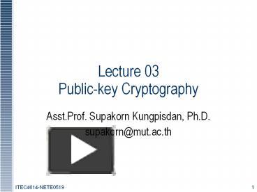 PPT – Lecture 03 Public-key Cryptography PowerPoint presentation | free ...