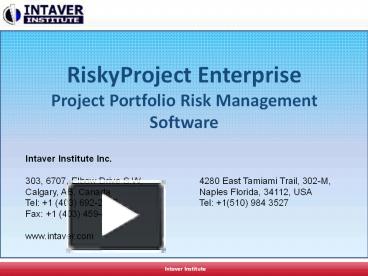 PPT – RiskyProject Enterprise Project Portfolio Risk Management ...