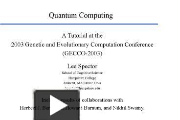 PPT – Quantum Computing PowerPoint presentation | free to download - id ...