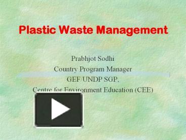 Plastic Waste Management presentation | free to view