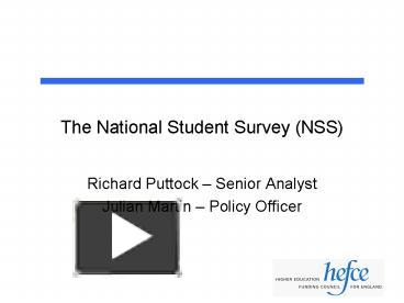 The National Student Survey (NSS) presentation | free to view