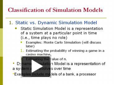 Classification of Simulation Models presentation | free to download