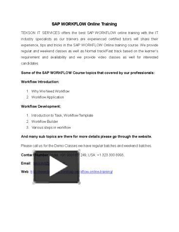 SAP WORKFLOW Online Training presentation | free to download