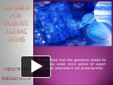 Emerald for Various zodiac Signs presentation | free to download