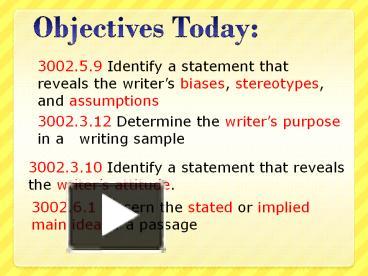 PPT – Objectives Today: PowerPoint presentation | free to view - id ...