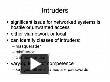 PPT – Intruders PowerPoint presentation | free to view - id: 77d1f-ZDc1Z