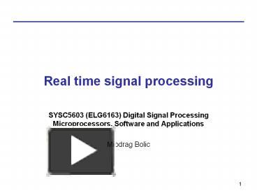 Real time signal processing presentation | free to download