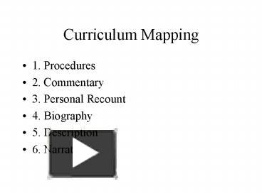 PPT – Curriculum Mapping PowerPoint presentation | free to view - id ...