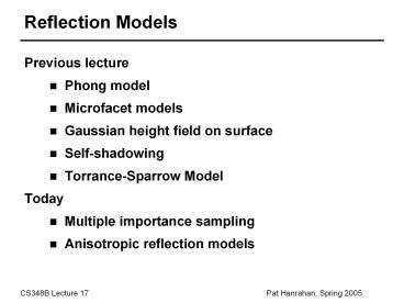 PPT – Reflection%20Models PowerPoint presentation | free to download ...