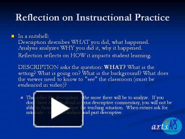 Reflection on Instructional Practice presentation | free to download