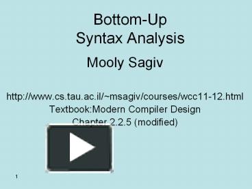 PPT – Bottom-Up Syntax Analysis PowerPoint presentation | free to ...
