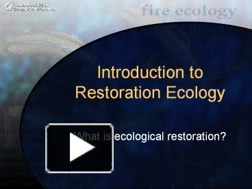 Introduction to Restoration Ecology presentation | free to download