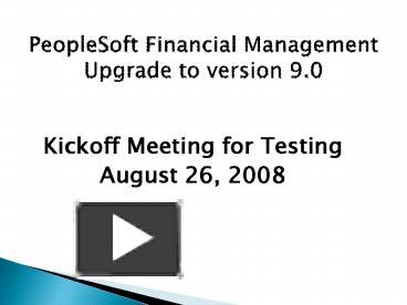 Kickoff Meeting for Testing presentation | free to view