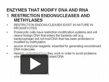 PPT – ENZYMES THAT MODIFY DNA AND RNA PowerPoint presentation | free to ...