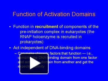 PPT – Function of Activation Domains PowerPoint presentation | free to ...