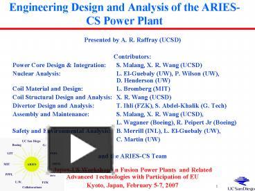 Engineering Design and Analysis of the ARIES-CS Power Plant ...