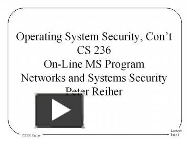 PPT – Operating System Security, Con PowerPoint presentation | free to ...