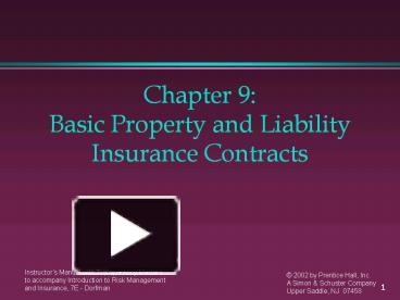 Chapter 9: Basic Property and Liability Insurance Contracts ...