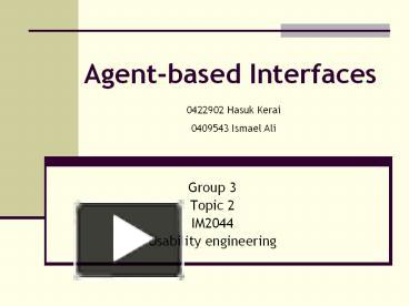 PPT – Agent-based Interfaces PowerPoint presentation | free to view ...