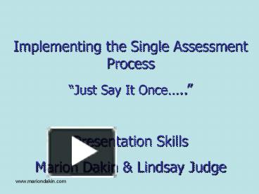 PPT – Implementing the Single Assessment Process PowerPoint ...
