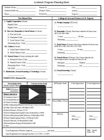 PPT – Academic Program Planning Sheet PowerPoint presentation | free to ...